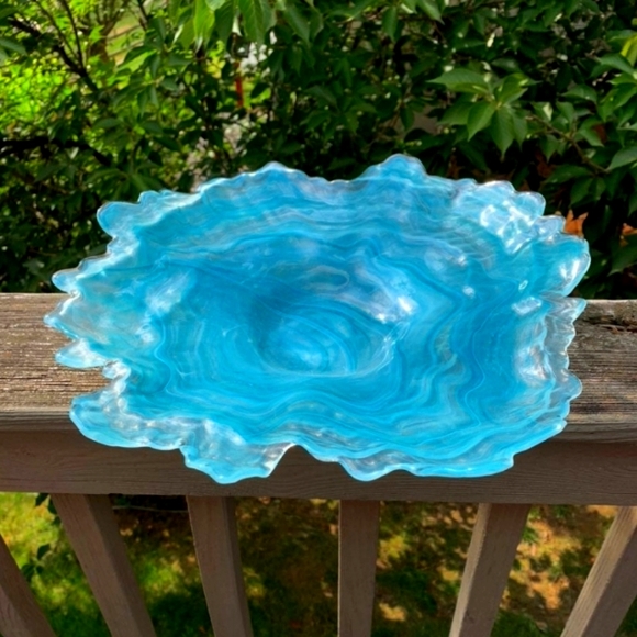unbranded | Accents | Platter Glass Ocean Wave Effect | Poshmark